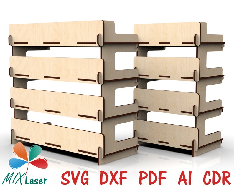 Two 4 Tier Collapsible Display Shelf Stands SVG Laser Design - Etsy