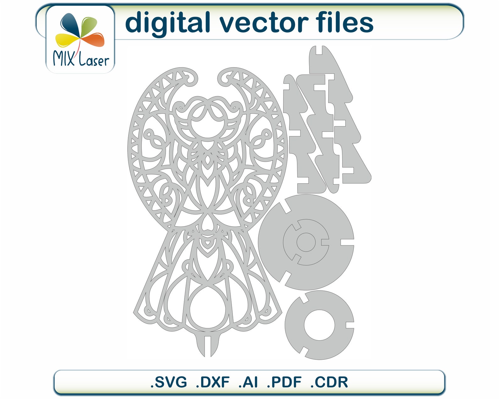 Angel Christmas Tree Topper SVG Laser Cut Projects - Cnc DXF Files for ...
