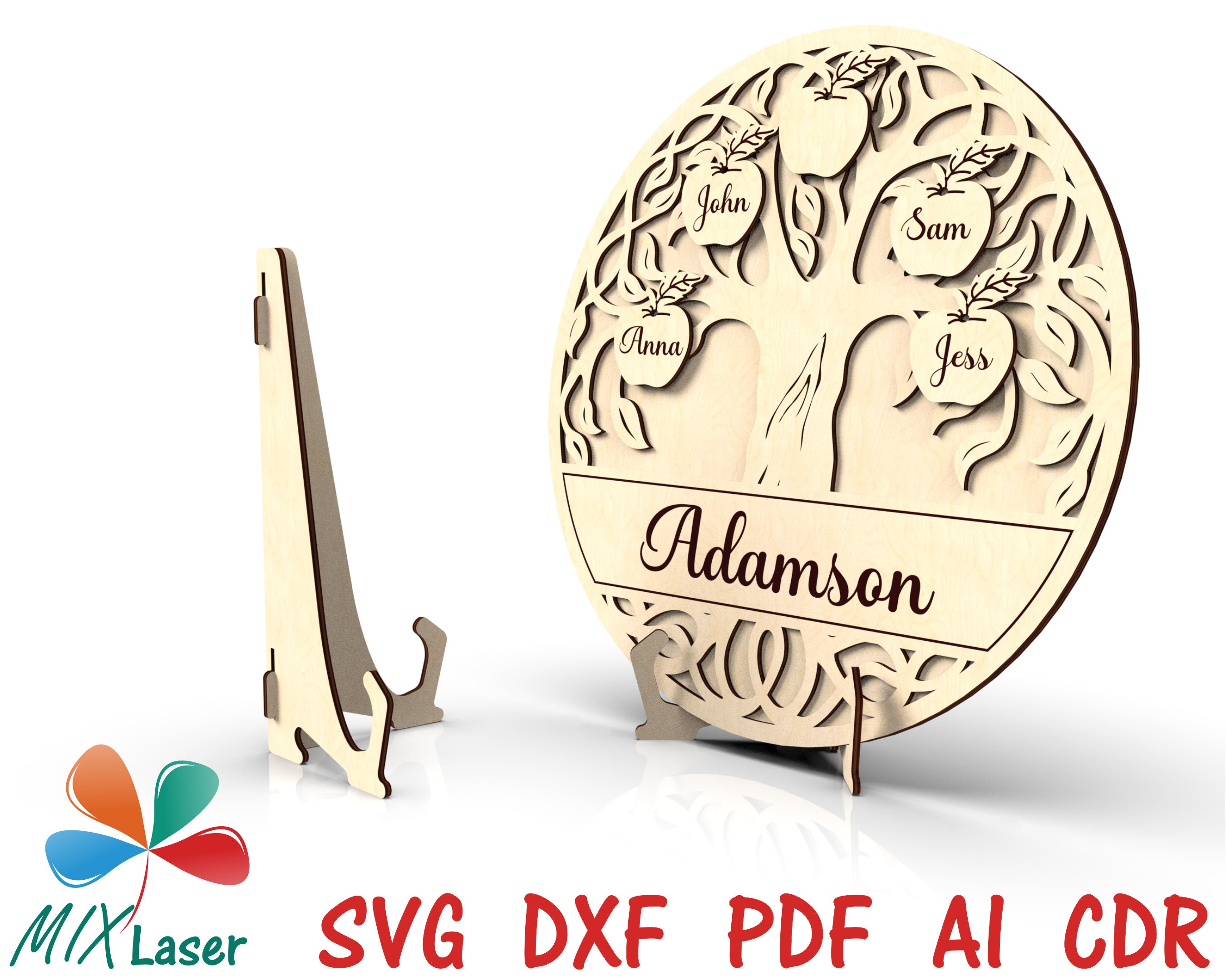 Family Tree SVG DXF Laser Cutting Files. Vector CNC Files for - Etsy ...
