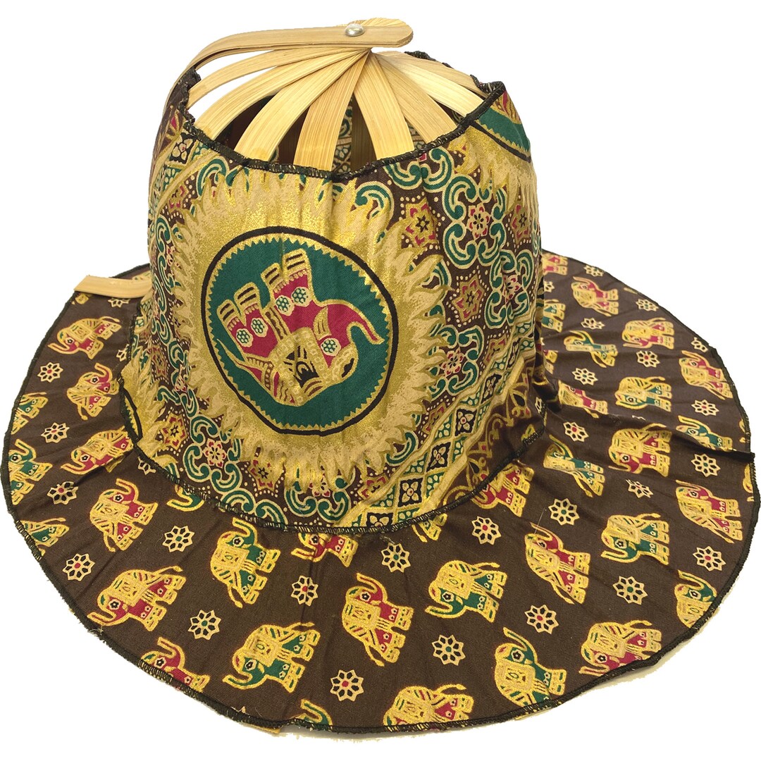 Chocolate Elephants Bamboo Folding Fan Hat - Etsy