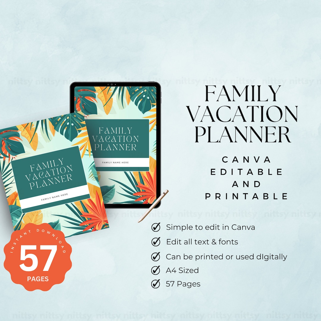 Family Vacation Planner, Travel Planner, Canva Editable Template ...