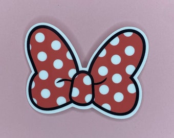 Minnie Mouse Bow Red White Polka Dots Vinyl Decal Car Window Bumper ...