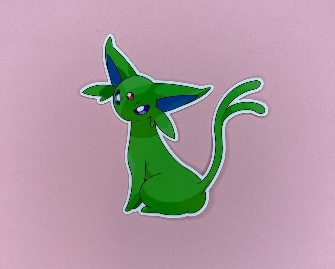Shiny Espeon Waterproof Vinyl Sticker, Water Bottle Sticker, Laptop ...