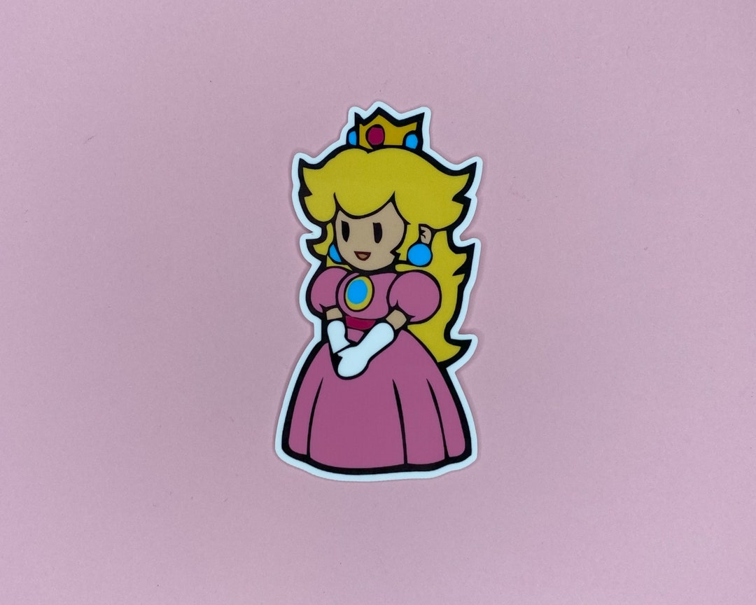 Princess Peach Waterproof Vinyl Sticker, Water Bottle Sticker, Laptop ...