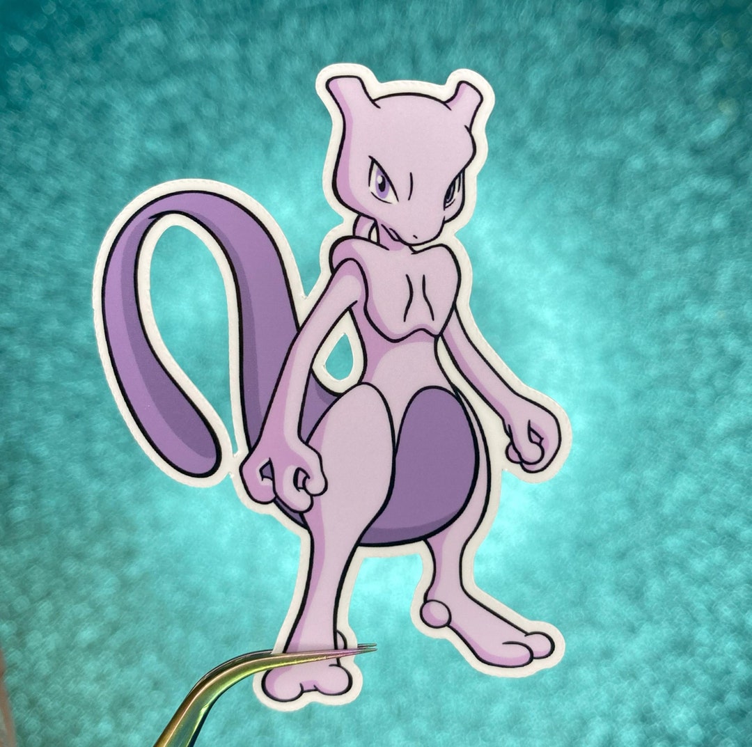 Mewtwo Sticker Pokemon Mewtwo Sticker Waterproof Vinyl Sticker - Etsy