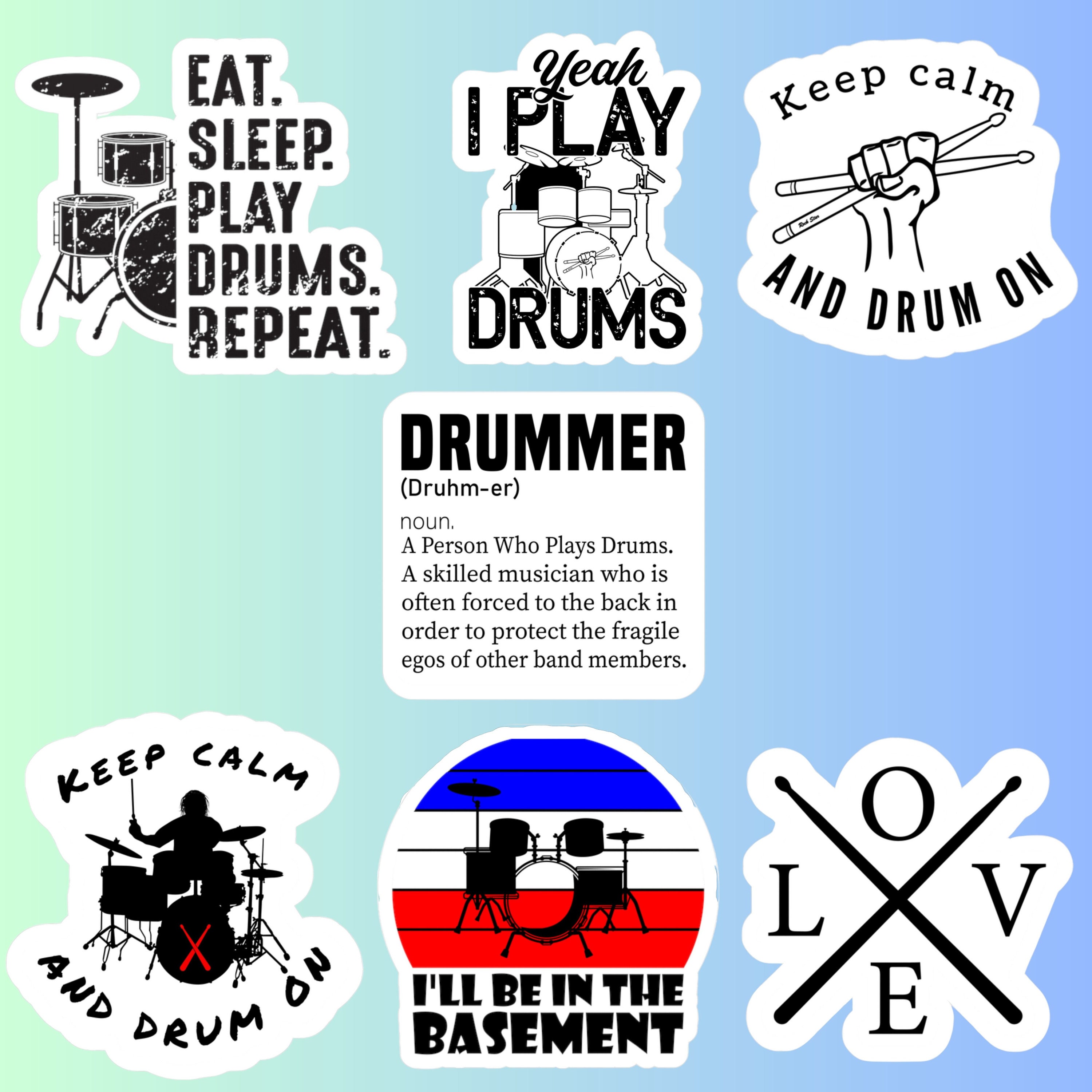 Waterproof Vinyl Drummer Stickers 7 Pack Drum Sticker Band - Etsy