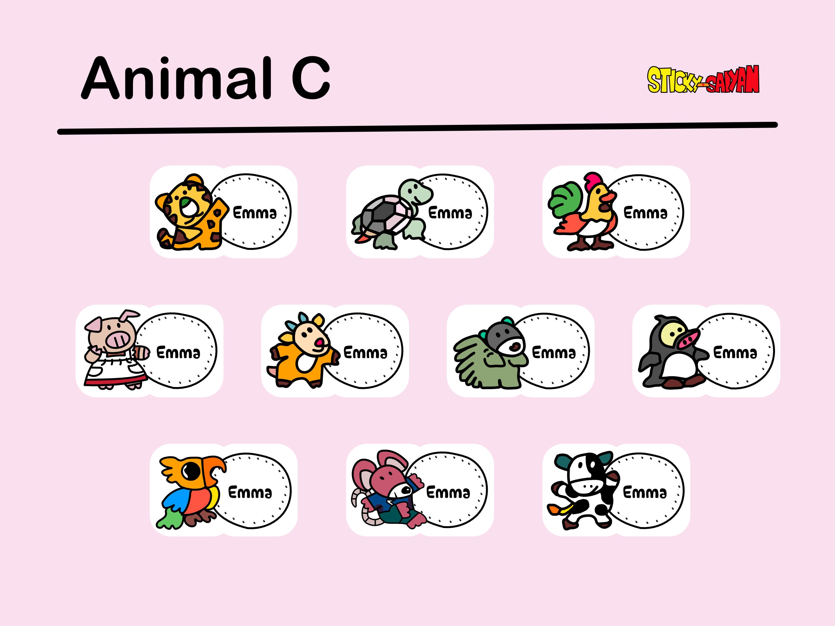 Waterproof Animal Name Tag - School Name Tag - Daycare Name Tag - Name ...
