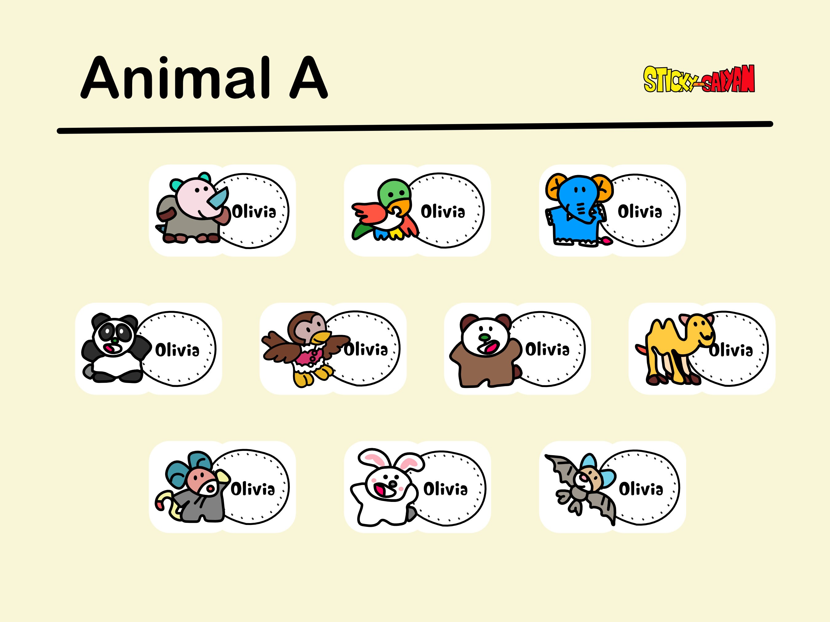 Waterproof Animal Name Tag - School Name Tag - Daycare Name Tag - Name ...