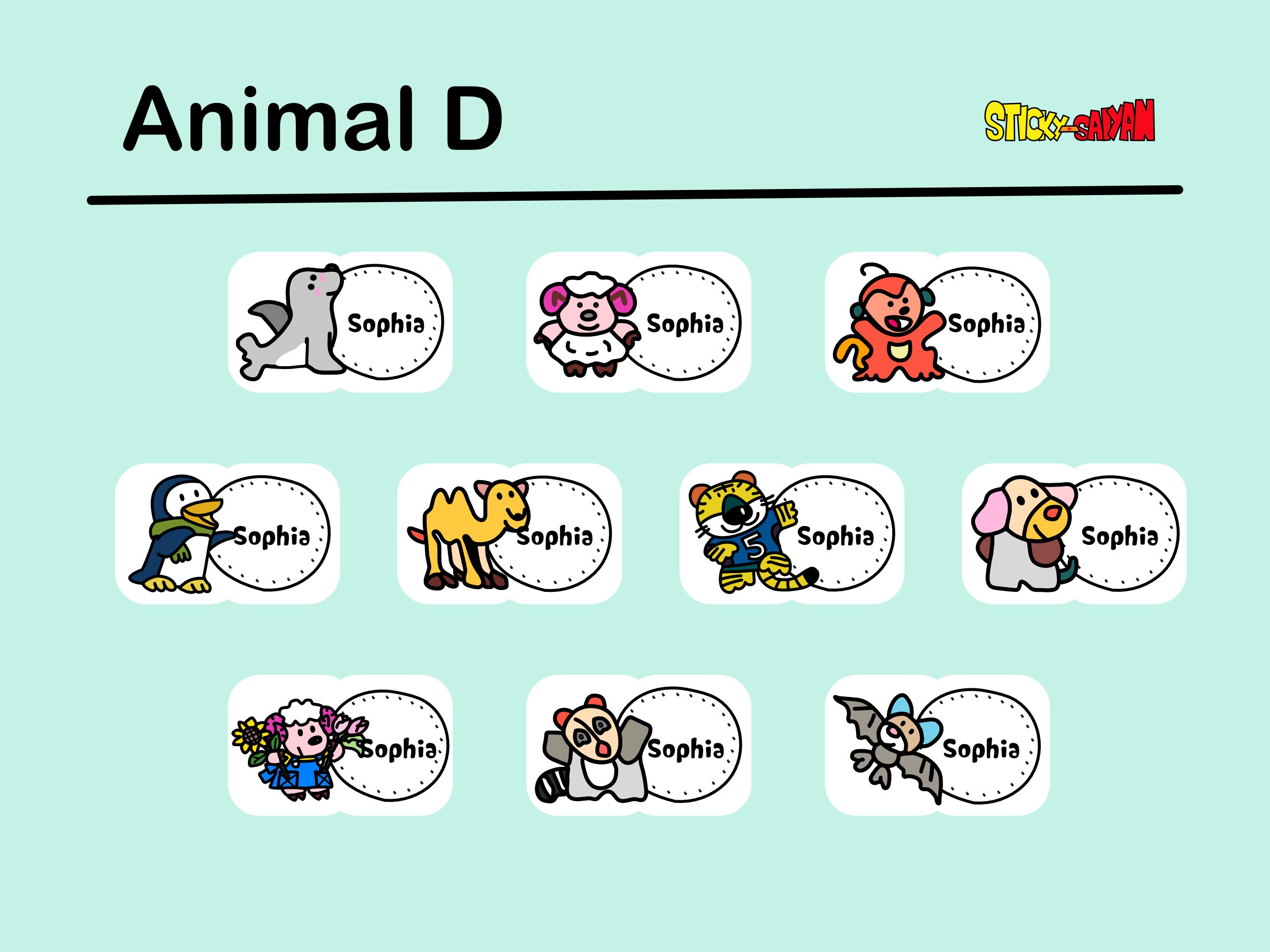 Waterproof Animal Name Tag - School Name Tag - Daycare Name Tag - Name ...