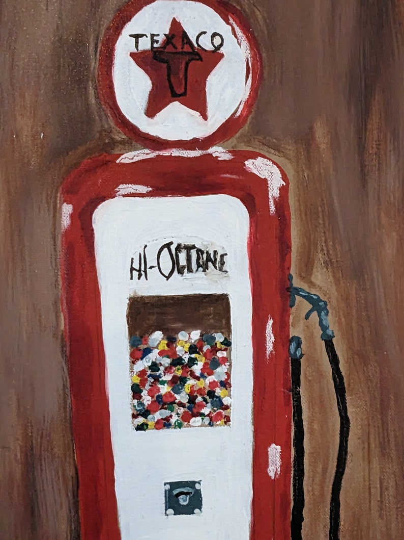 17x21 Original Oil Painting Texaco Gas Pump/bubble Gum Machine Original ...