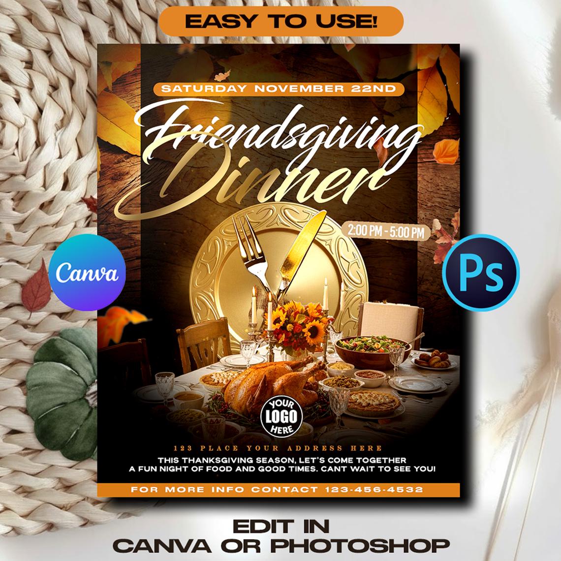 Thanksgiving Friendsgiving Flyer, Friendsgiving Flyer Template, Canva ...