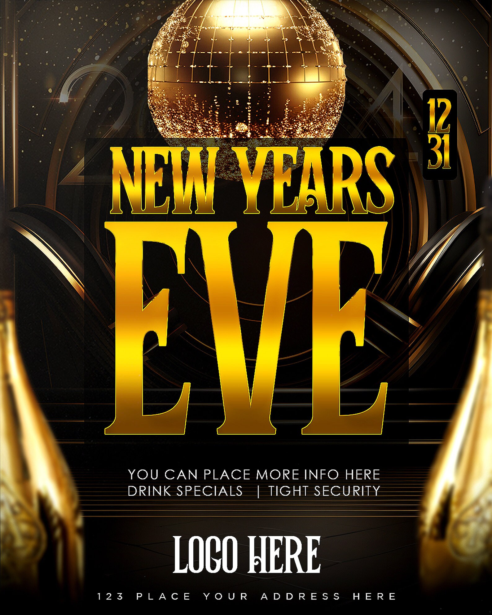 New Year's EASY Flyer Template / Flyer PSD, New Years Celebration Flyer ...