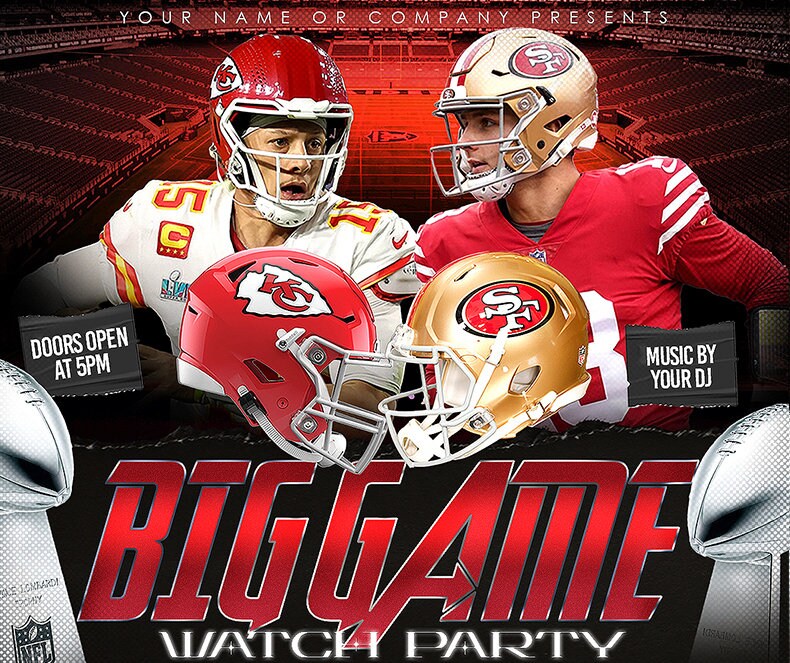 Super Bowl 2024 Flyer Invitation Template, 49ers at Chiefs Super Bowl ...
