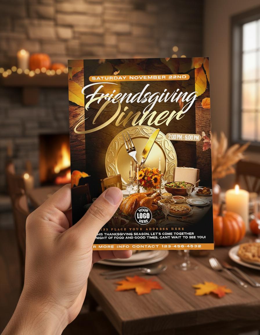 Thanksgiving Friendsgiving Flyer, Friendsgiving Flyer Template, Canva ...