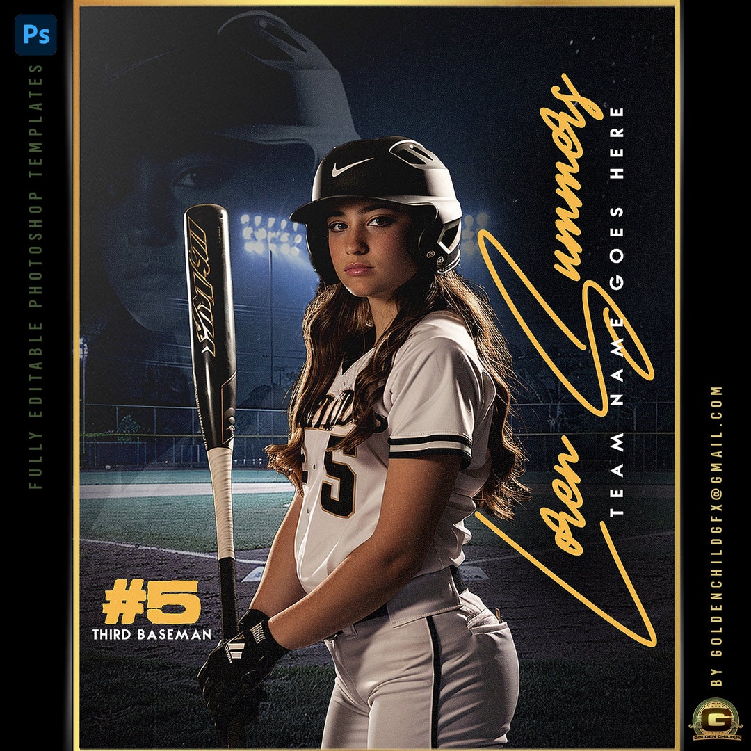 Softball Poster Template: Senior Night Photography PSD (digital ...