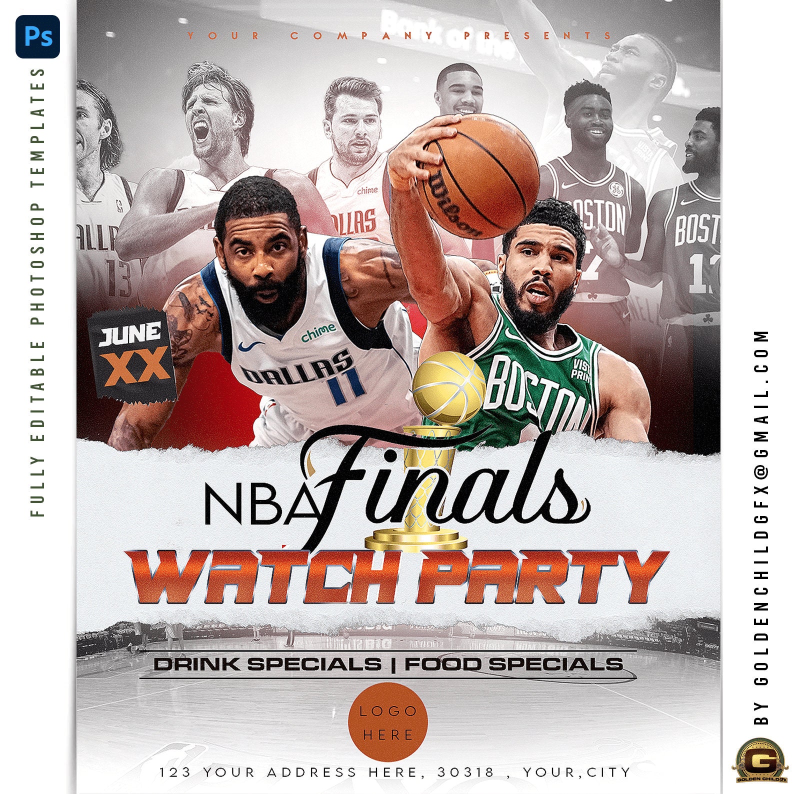 NBA Finals Watch Party Flyer Template (PSD) - Etsy