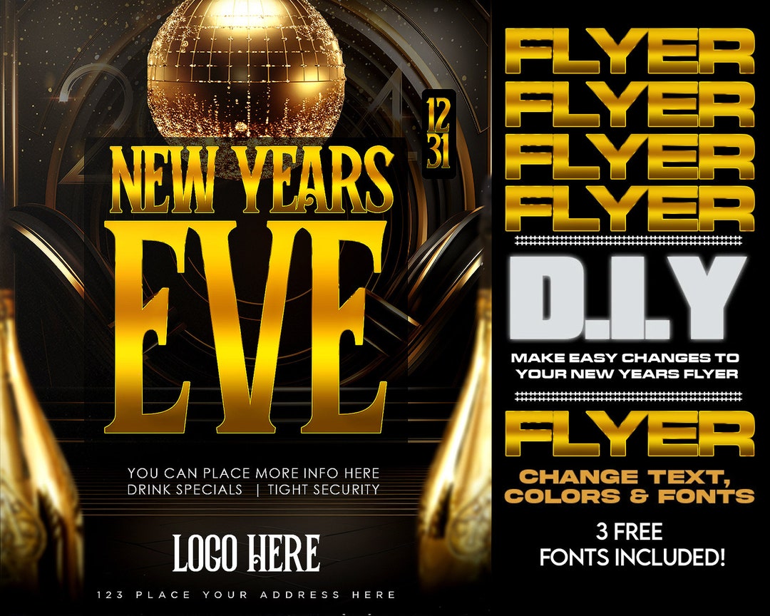 New Year's EASY Flyer Template / Flyer PSD, New Years Celebration Flyer ...