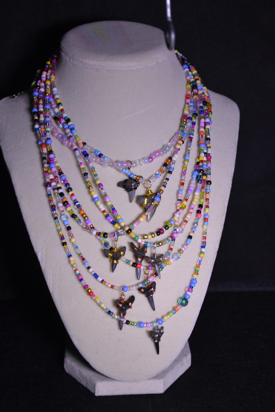 Wire Wrapped Sharks Teeth Multicolor Necklaces - Etsy