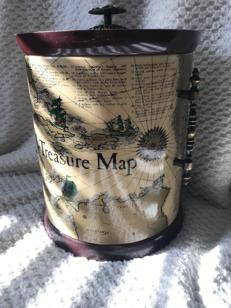 Vintage Treasure Map Ice Bucket World Map Decor Bar Ice - Etsy