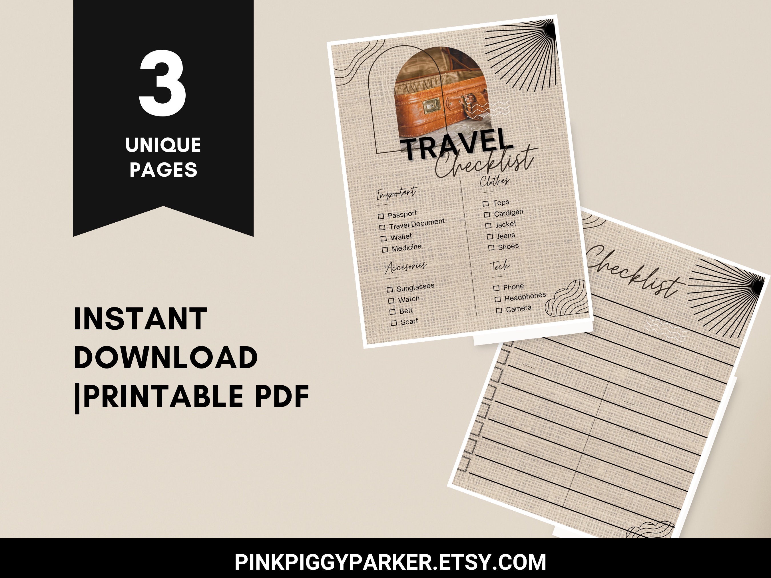 Travel Checklist, Vacation Checklist, Travel Planner, Trip Checklist ...