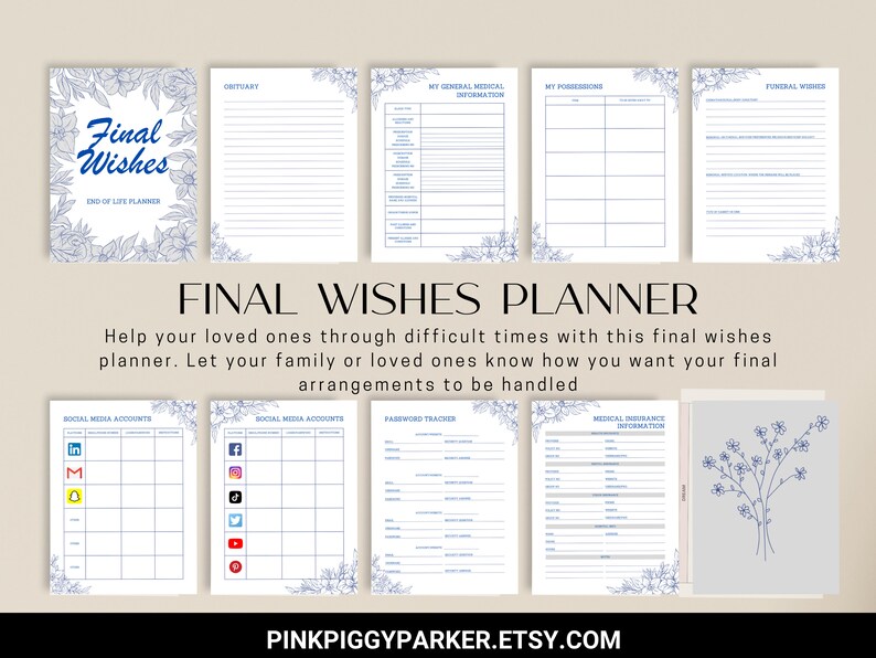 Final Wishes Planner, Funeral Planner, End of Life Planner, Burial ...