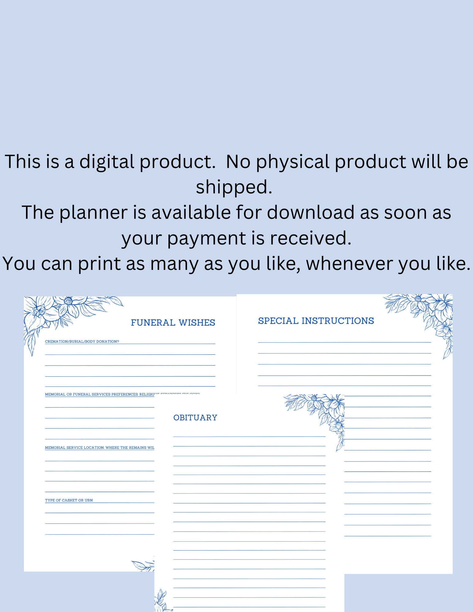 Final Wishes Planner Funeral Planner End of Life Planner - Etsy