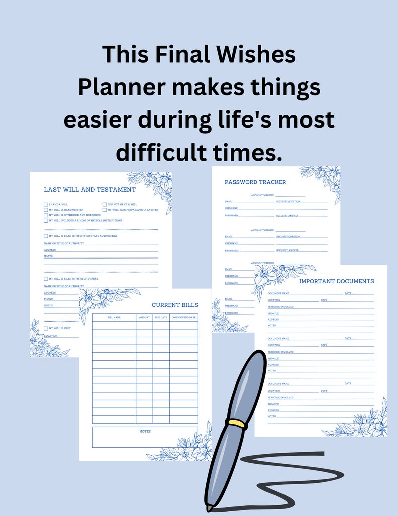 Final Wishes Planner Funeral Planner End of Life Planner - Etsy