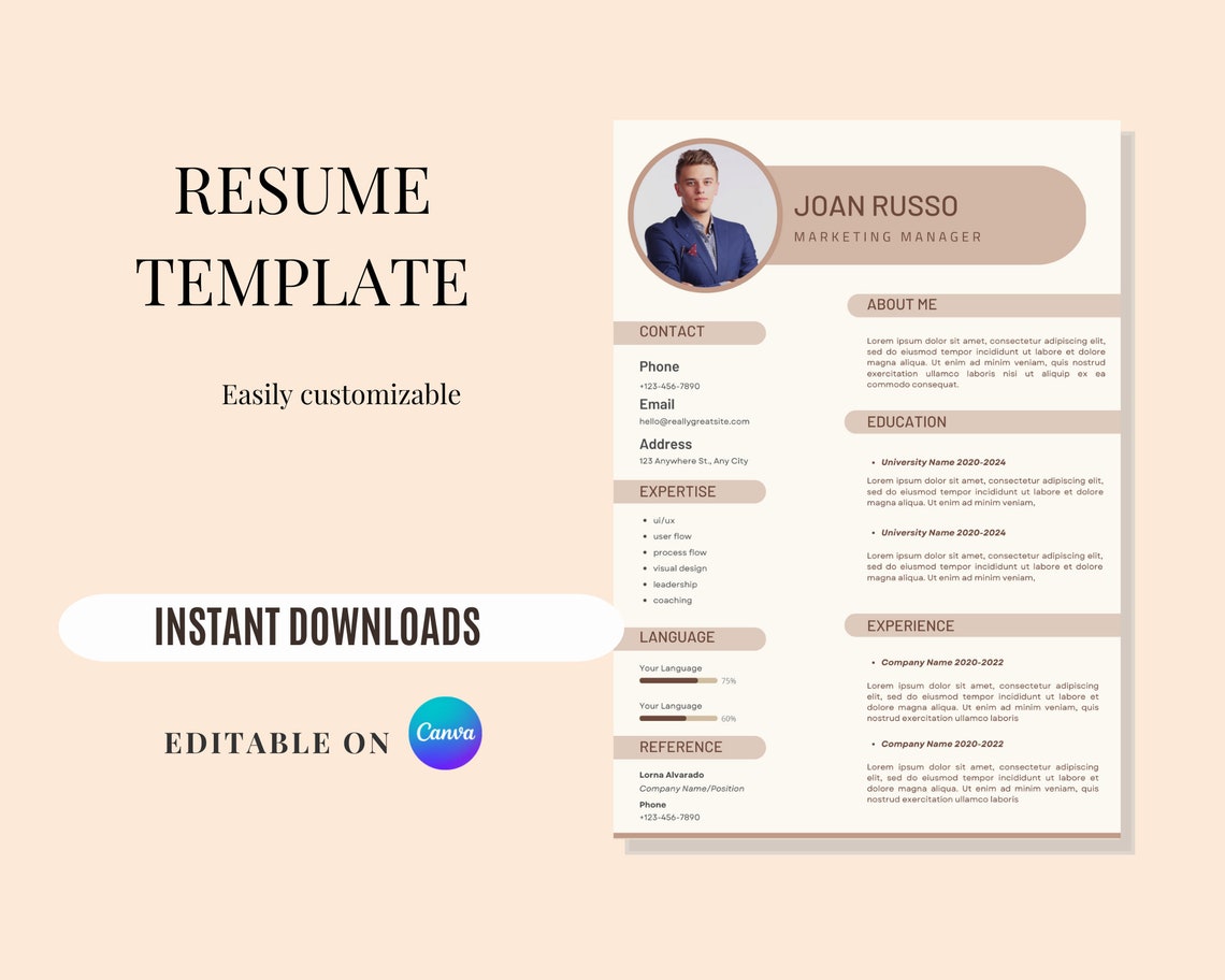 Resume Template, Cv Template, Minimalist Resume, Resume Template Word ...