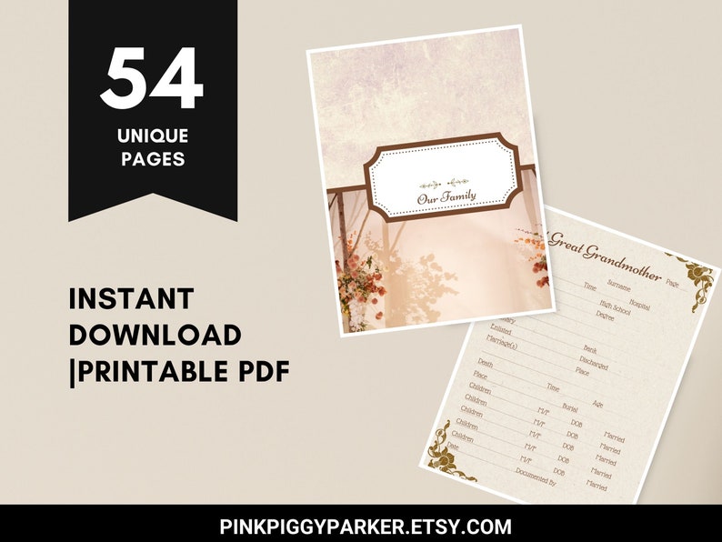Digital Genealogy Planner: Family Tree Research Tracker (printable ...