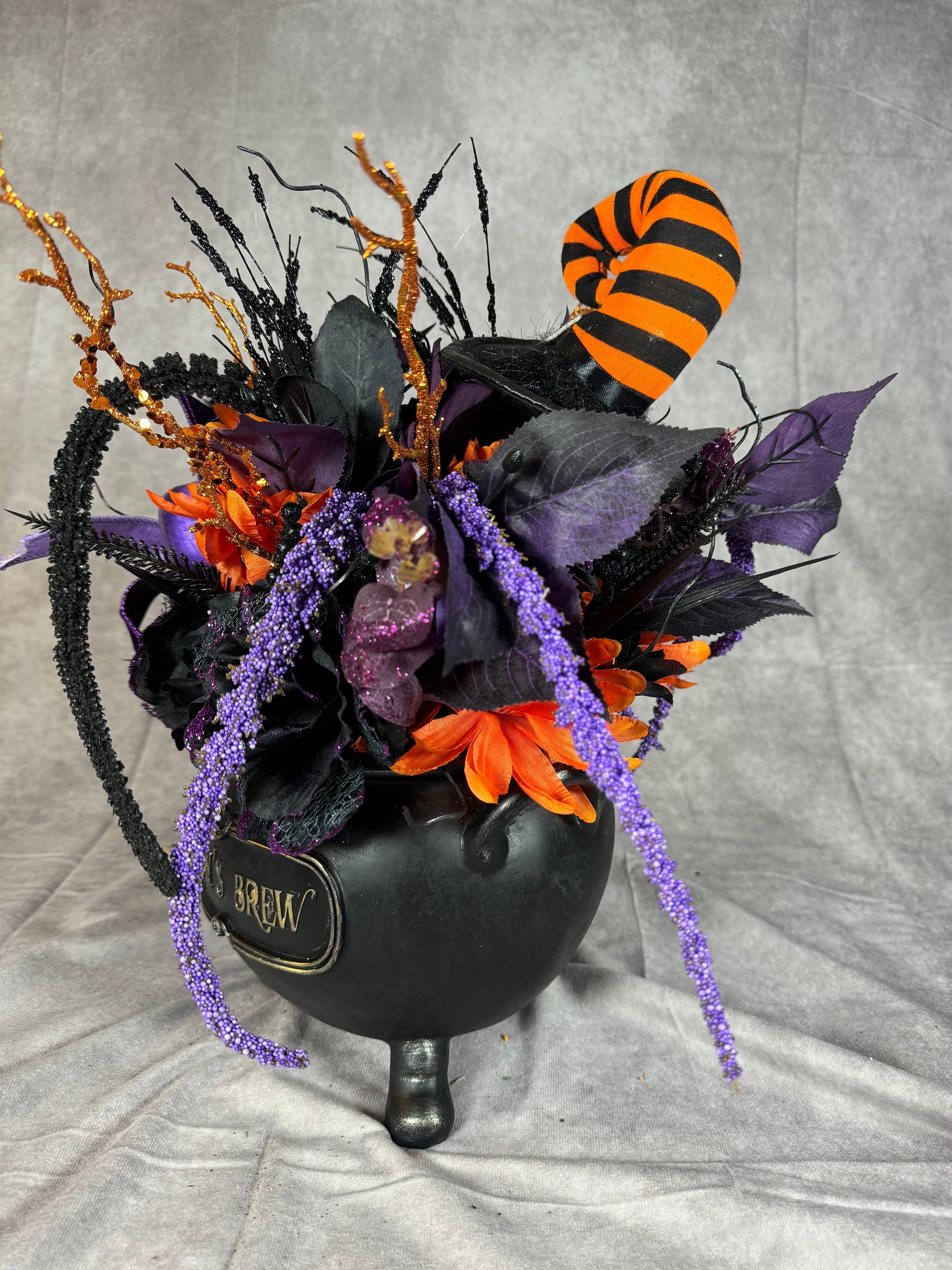 Halloween Witch's Cauldron Floral, Flower, Witch's Lair, Centerpiece ...