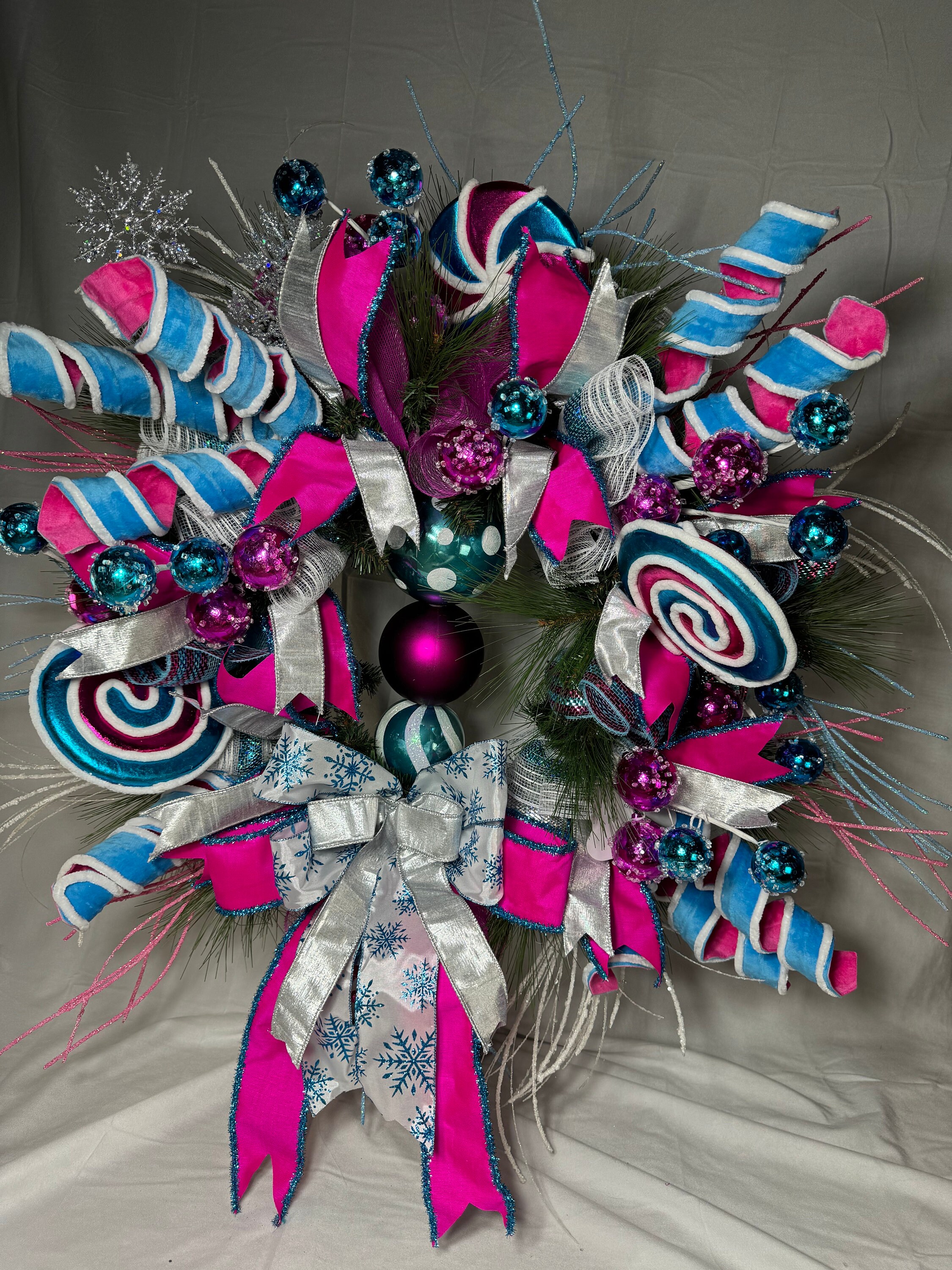 Christmas Whimsical Turquoise & Pink Wreath Swag - Etsy