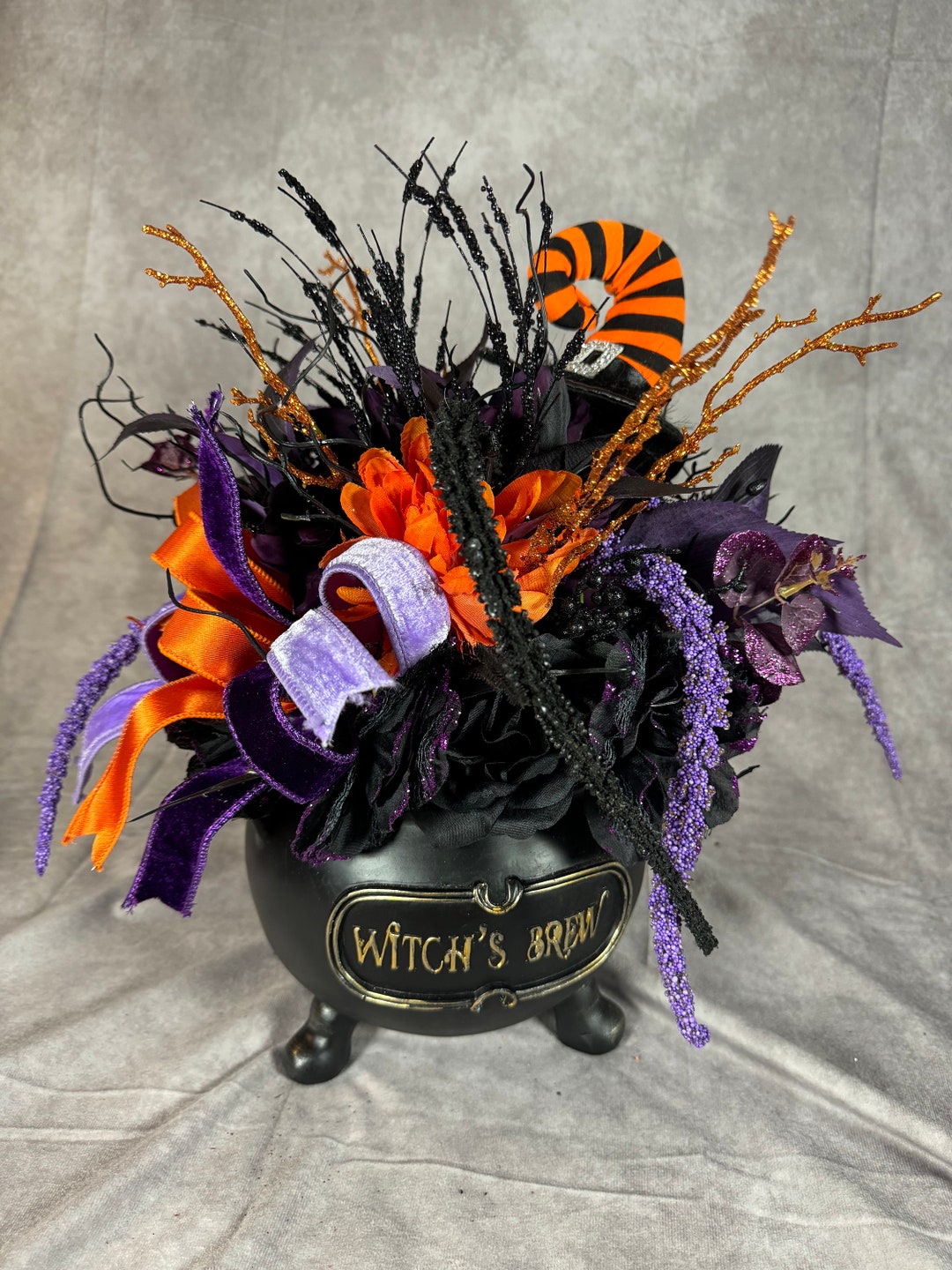 Halloween Witch's Cauldron Floral, Flower, Witch's Lair, Centerpiece ...