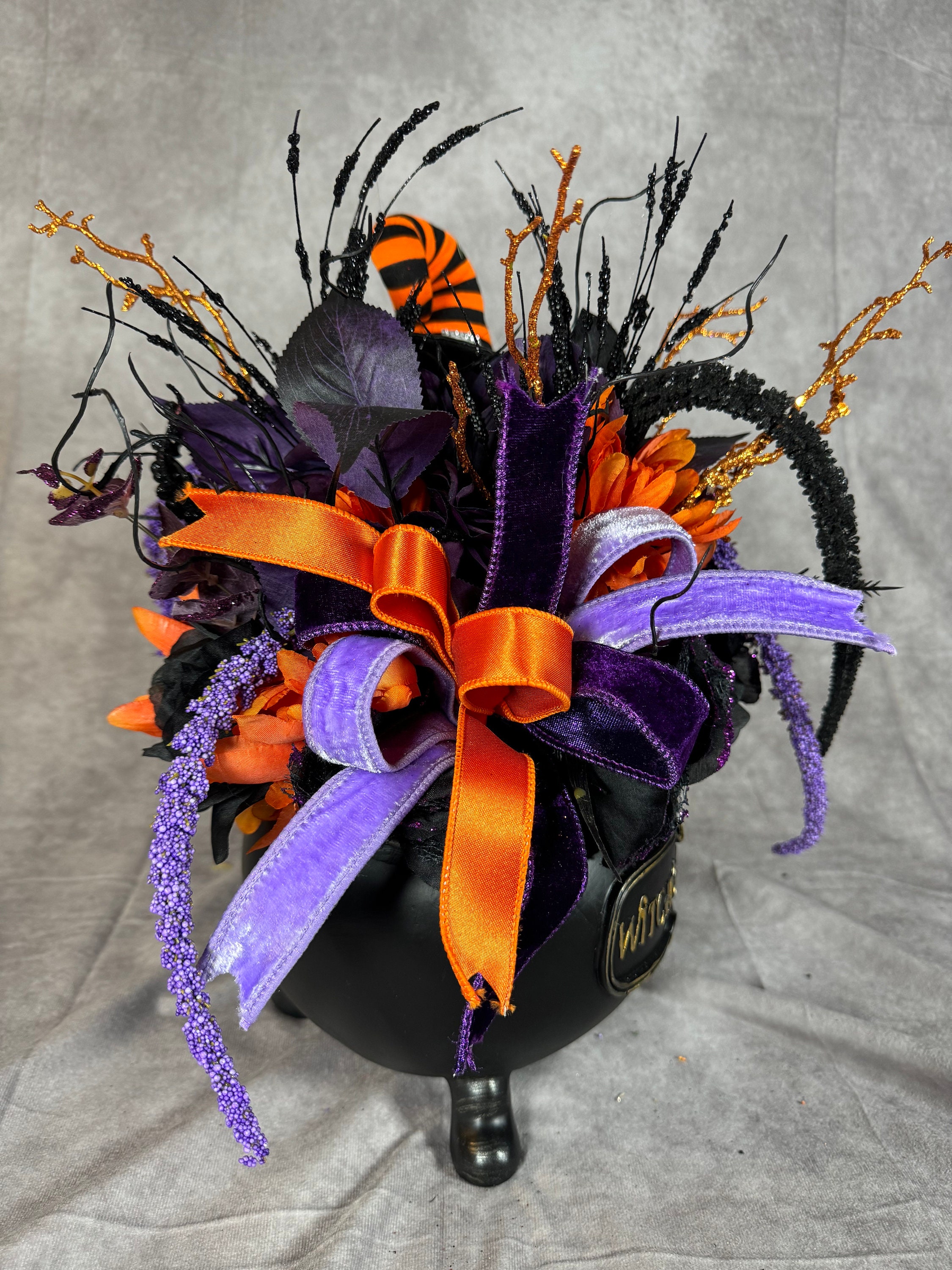 Halloween Witch's Cauldron Floral, Flower, Witch's Lair, Centerpiece ...