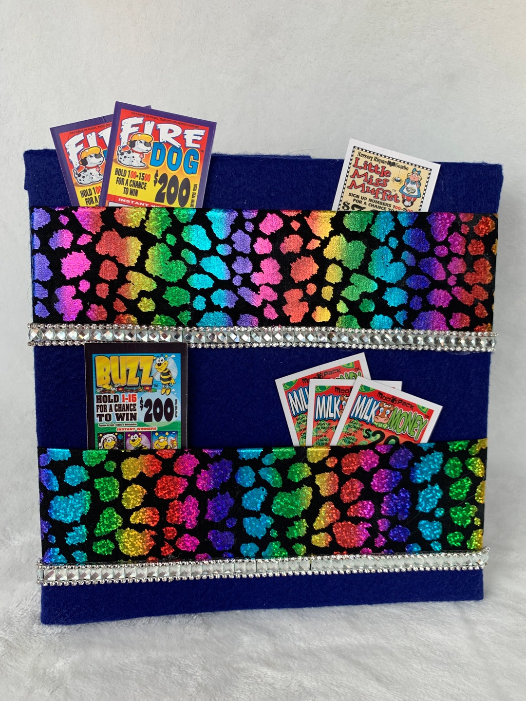 Handmade Bingo Pull Tab Tip Jar Ticket Holder, Multi Color Rainbow ...