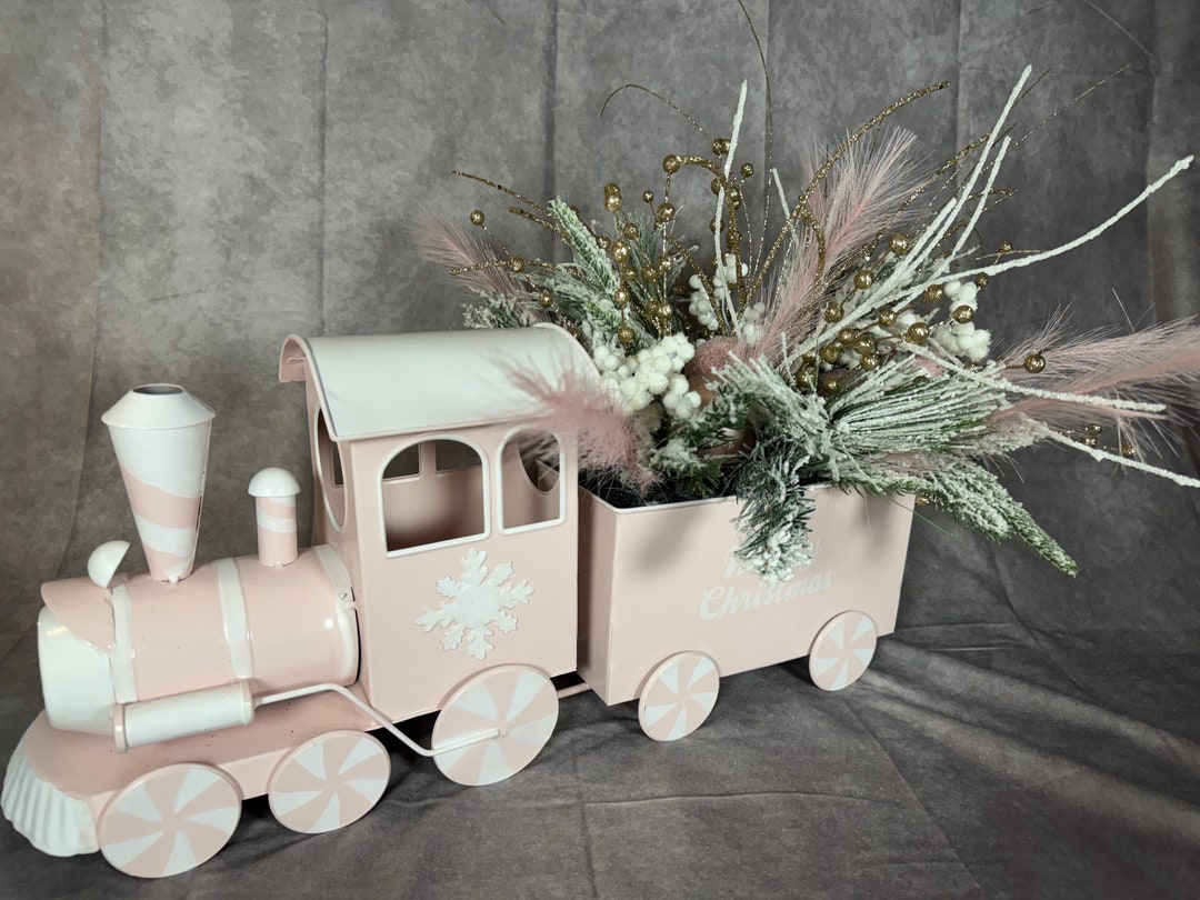 Christmas Xmas Pastel Pink and White Train Arrangement - Etsy