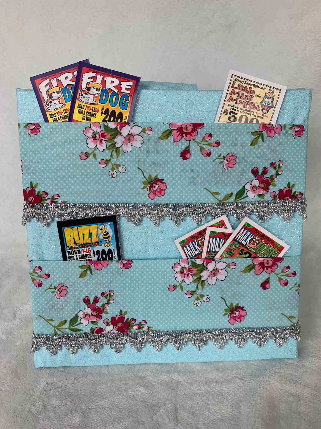 Bingo Pull Tab Tip Jar Ticket Holder Caddy, Playing Card, Floral ...