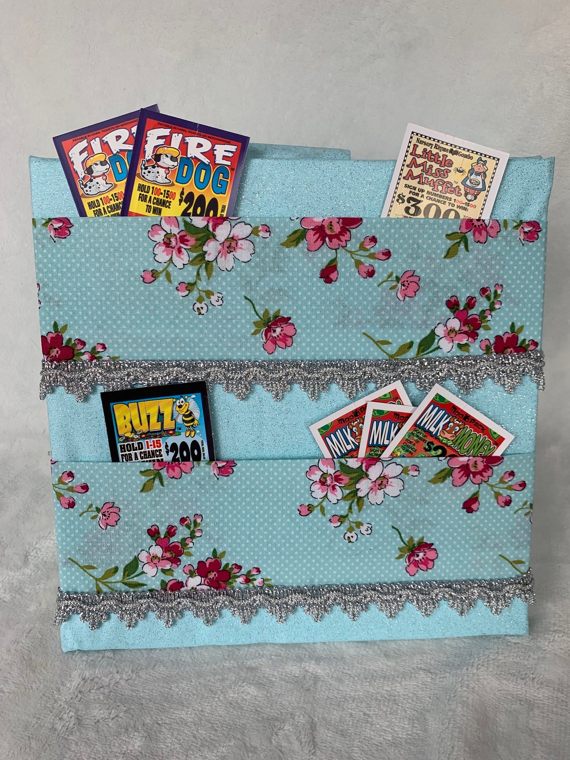 Bingo Pull Tab Tip Jar Ticket Holder Caddy, Playing Card, Floral ...