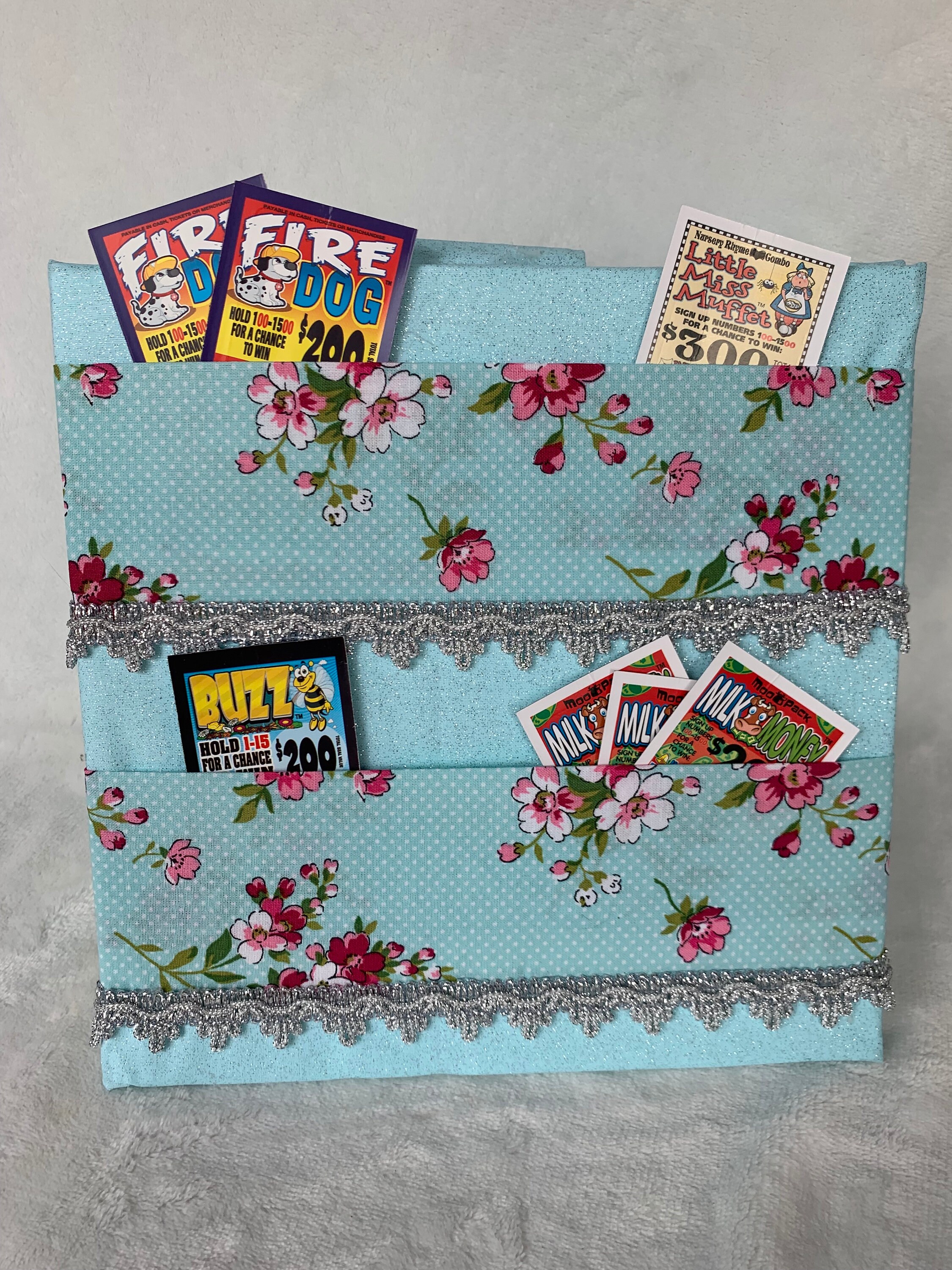 Bingo Pull Tab Tip Jar Ticket Holder Caddy, Playing Card, Floral ...