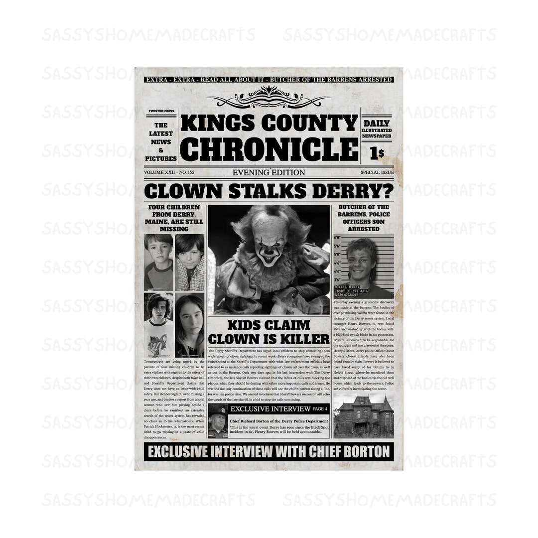 Clown Newspaper, Halloween Newspaper, Spooky, Newspaper, Halloween ...