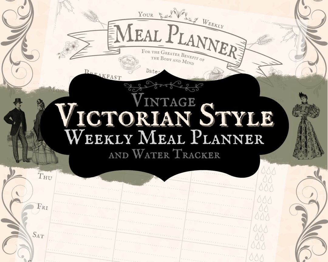 Meal Planner Printable, Vintage Illustrated Victorian Style, Food ...