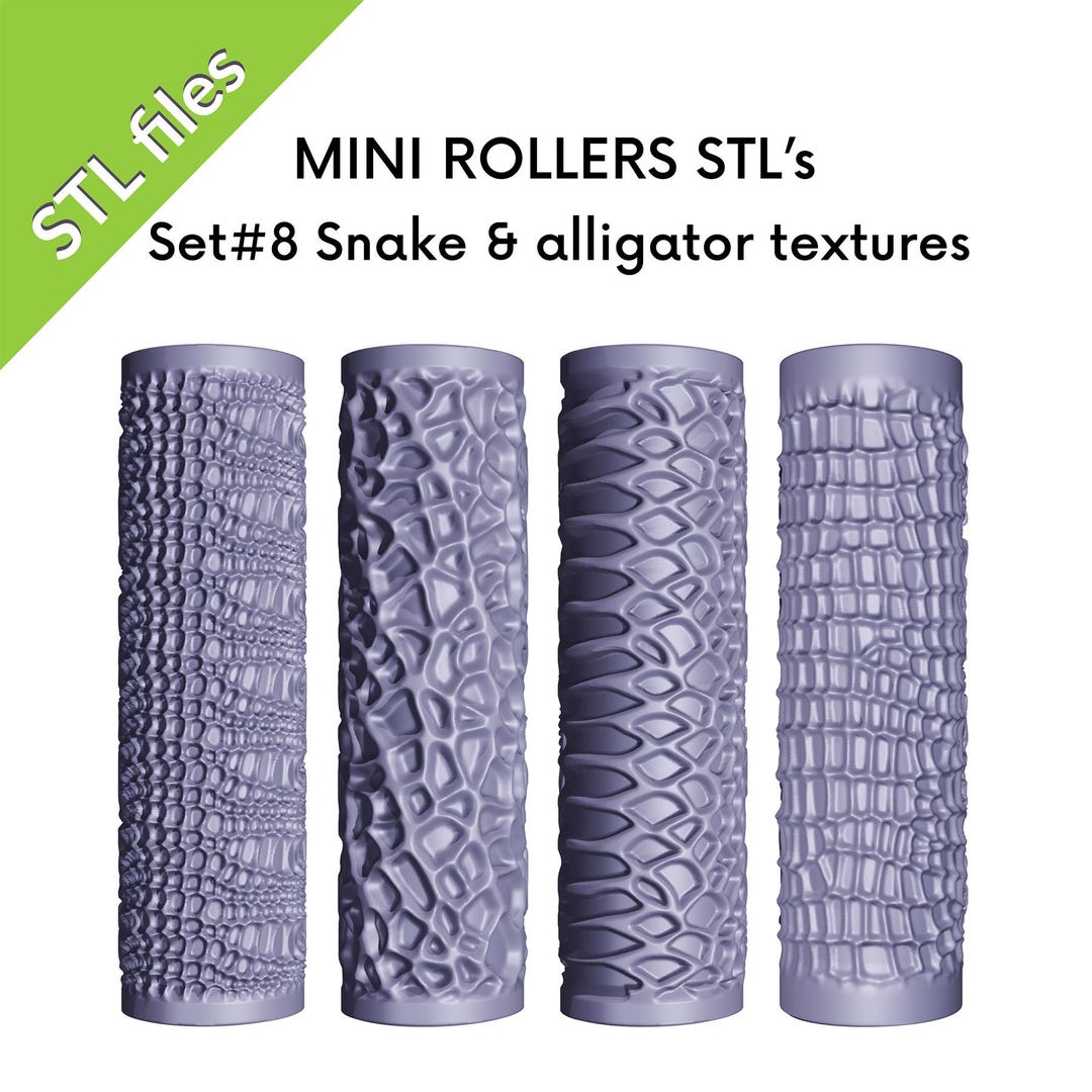STL Texture Mini Rollers for Polymer Clay, Set of Four Rollers, Snake ...