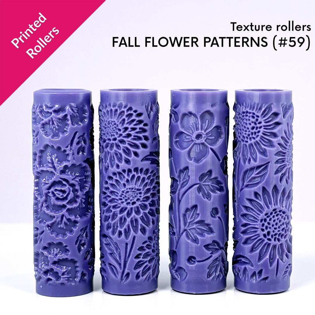 Fall Flower Texture Rollers, Sunflowers, Mums, Anemones & Ornamental ...
