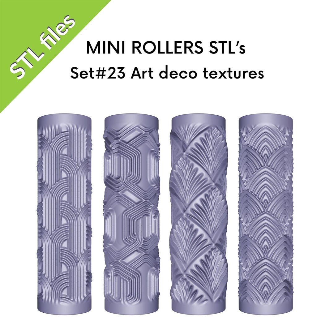 STL Texture Mini Rollers for Polymer Clay, Art Deco Textures, Geometric ...