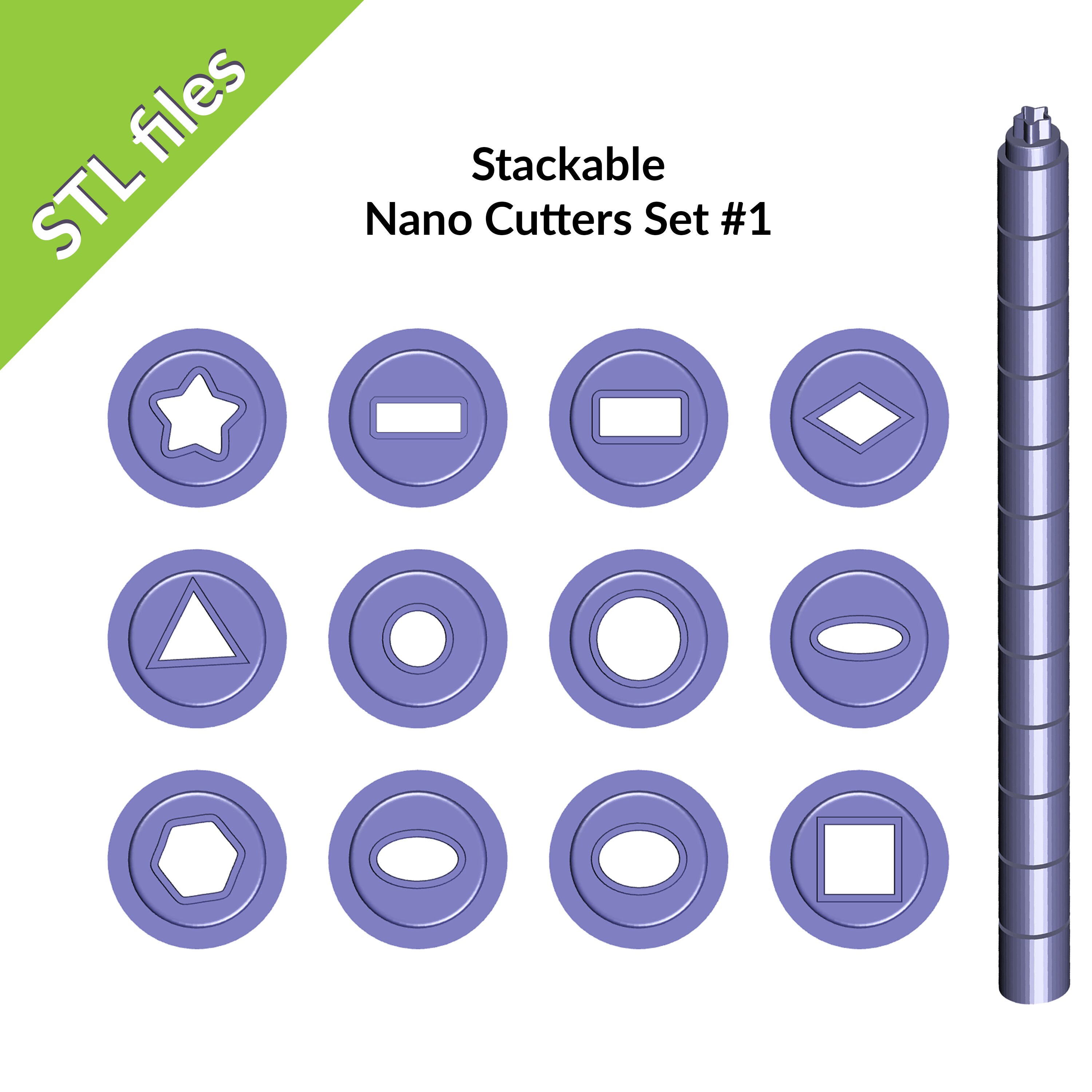 Polymer Clay Nano Cutters Set 1, Downloadable STL Files, Stackable Tiny ...