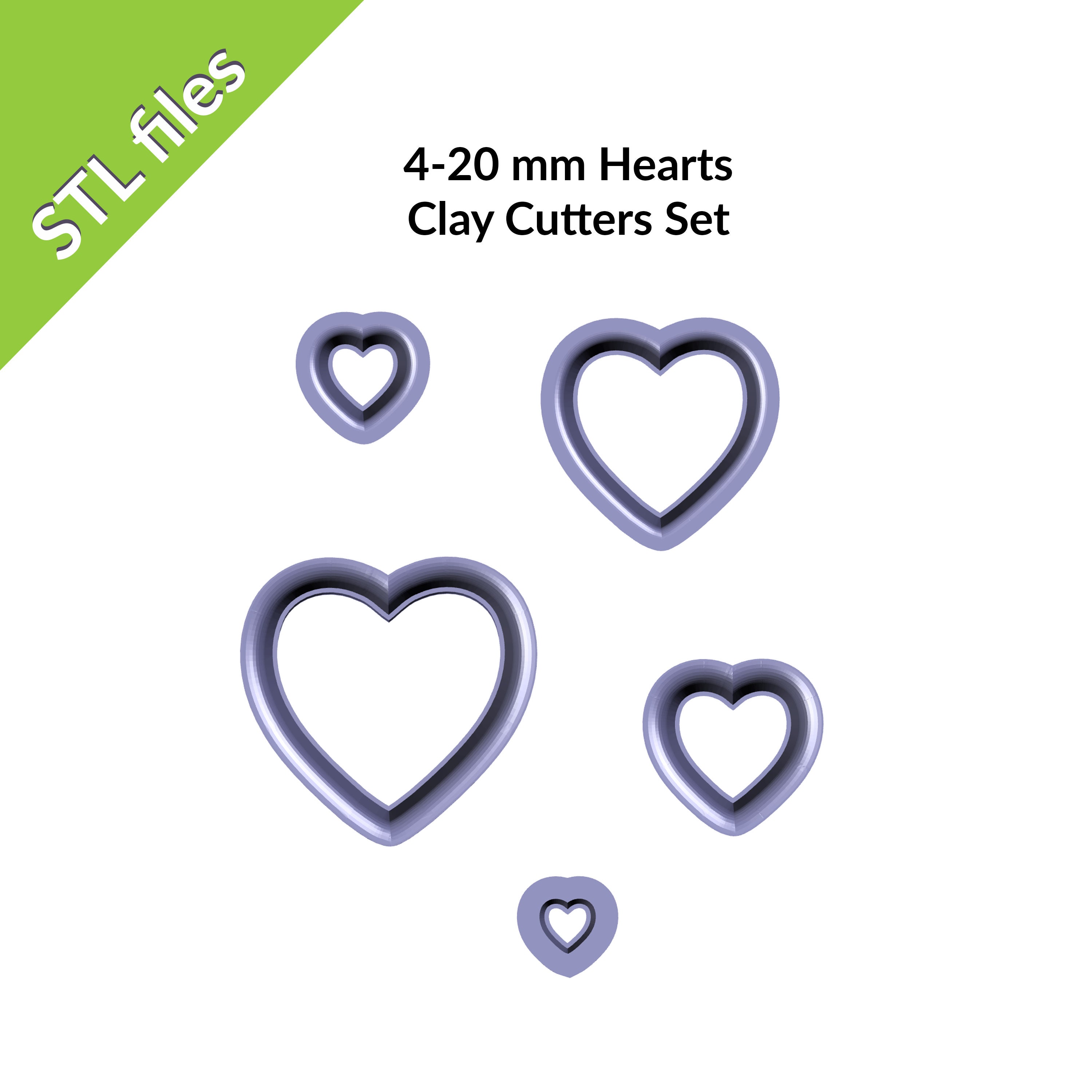 Polymer Clay Cutters Set of Five Heart-shaped Cutters 4mm - Etsy