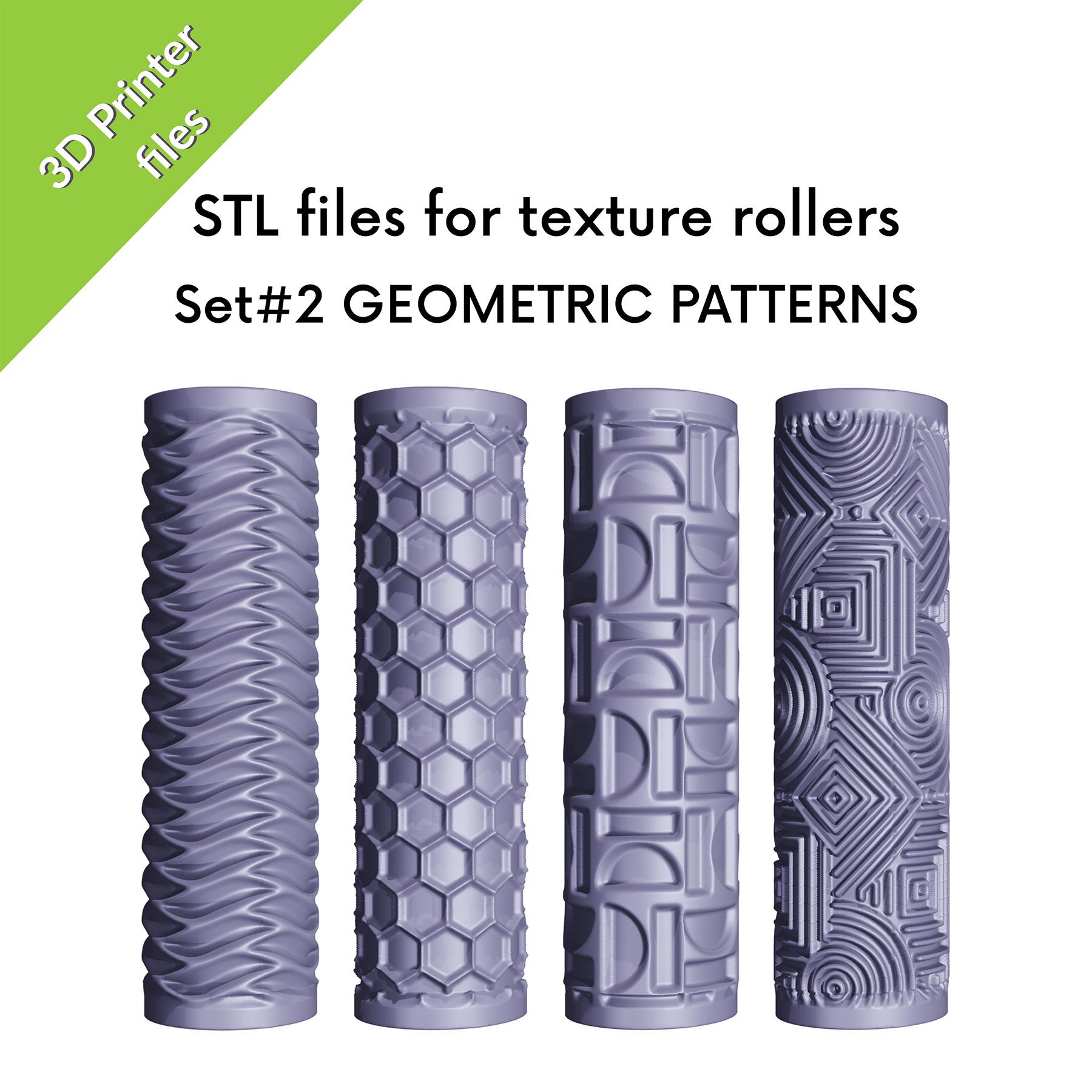 STL Texture Mini Rollers for Polymer Clay, Geometric and Honeycomb ...
