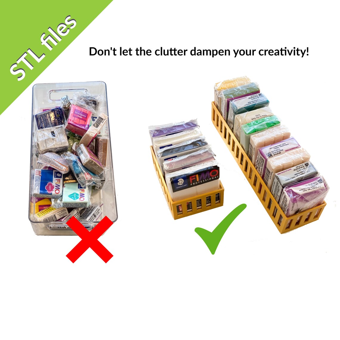 Polymer Clay Storage Boxes, Drawer Organizers, Art Studio Organization, Fit 5 or 10 Clay Blocks ...