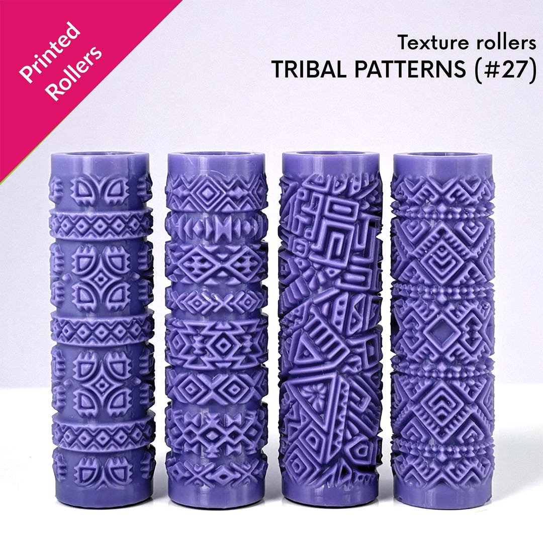 Tribal Texture Rollers, Ethnic, Ancestral, Symbolic, Cultural Geometric ...