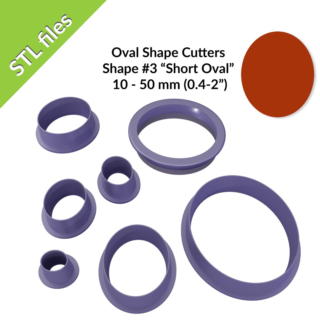 Oval Shapes Collection. Shape 3 short Oval Polymer Clay Cutters, Seven ...