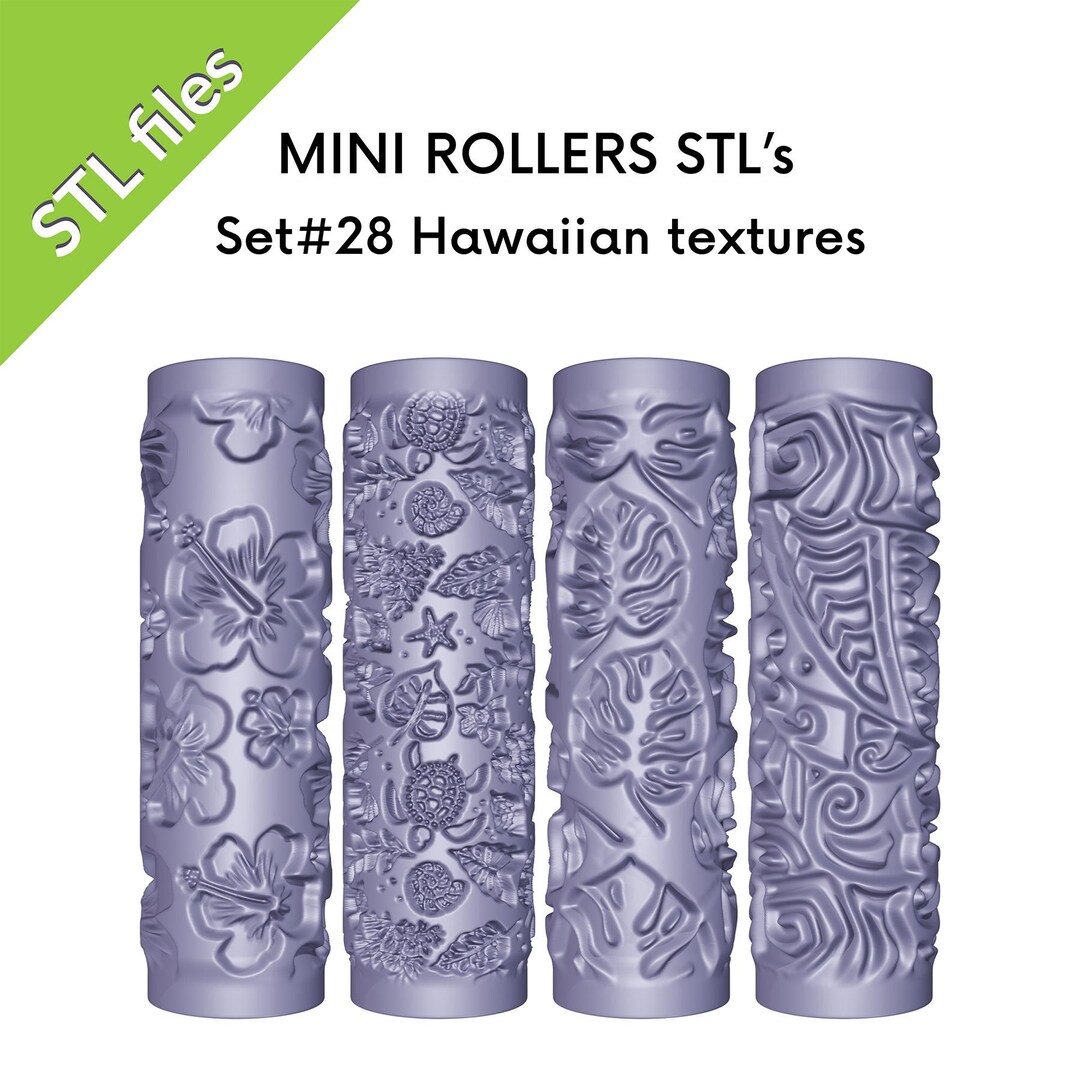 STL Texture Mini Rollers for Polymer Clay, Hawaiian Textures, Monstera ...